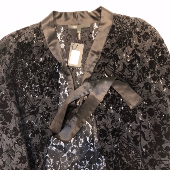 Maje | Jackets & Coats | Beautiful Maje Black Velvet Lace Flock Cape ...